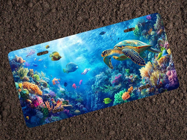 Sea Turtle Colorful Watercolor License Plate License Plate Car ...