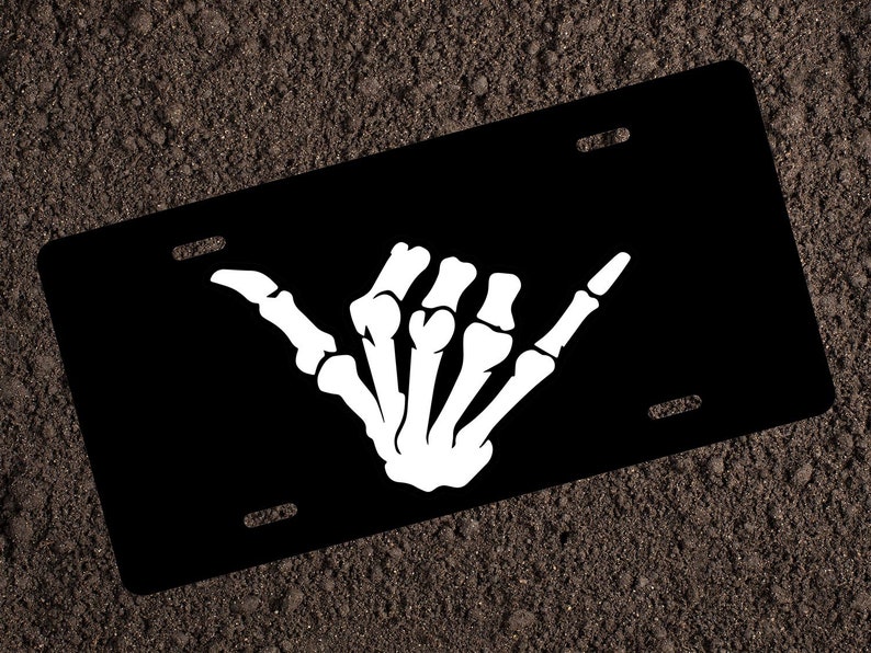 Hang Loose Shaka Skeleton Hand Black License Plate Car - Etsy
