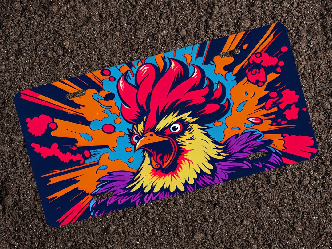 Funky Chicken License Plate: Colorful Car Accessories - Etsy