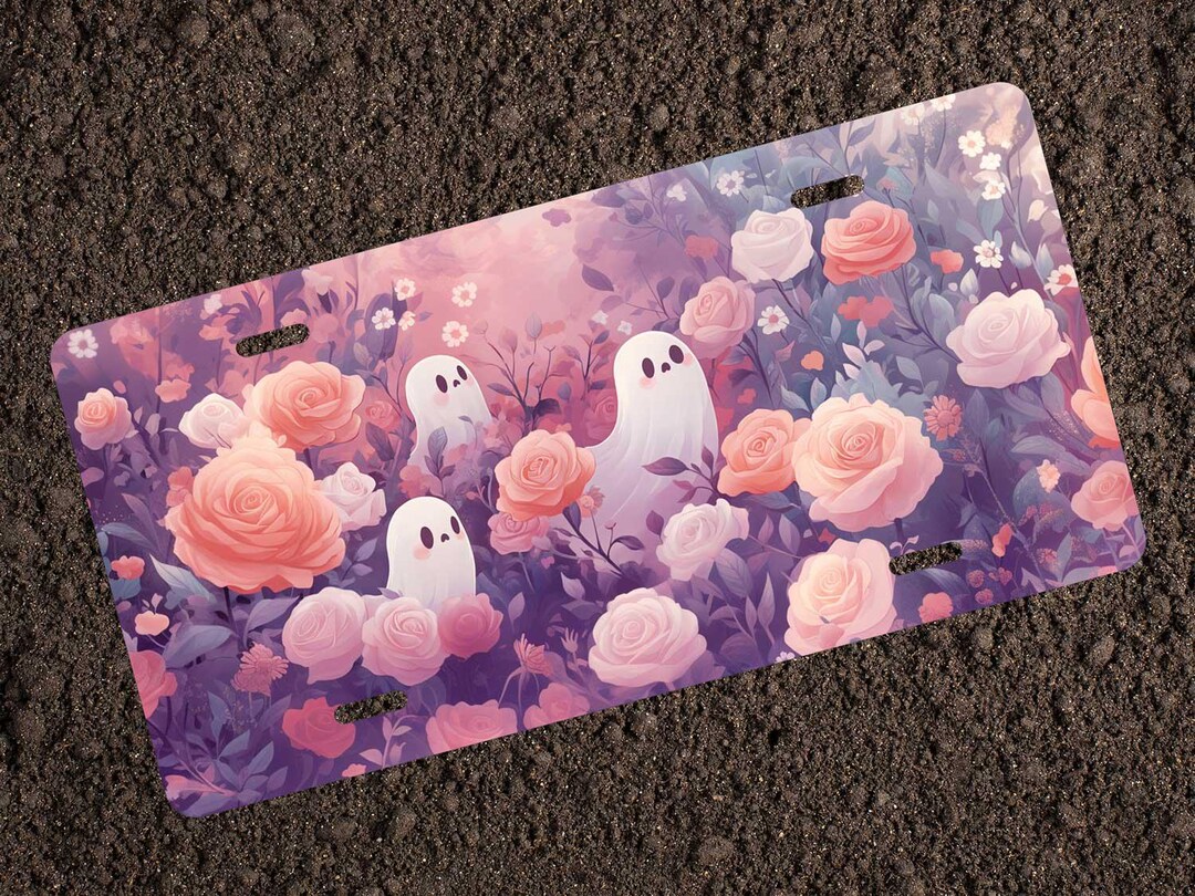 Floral Ghost License Plate: Spooky Car Accessories - Etsy