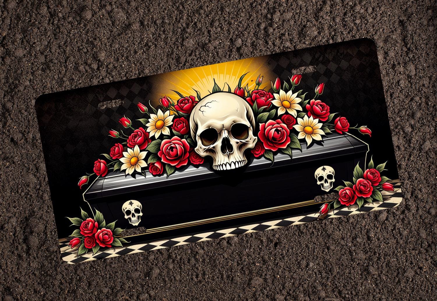 Custom Skull Floral License Plate | Unique Car Tag | Gothic Decor for ...