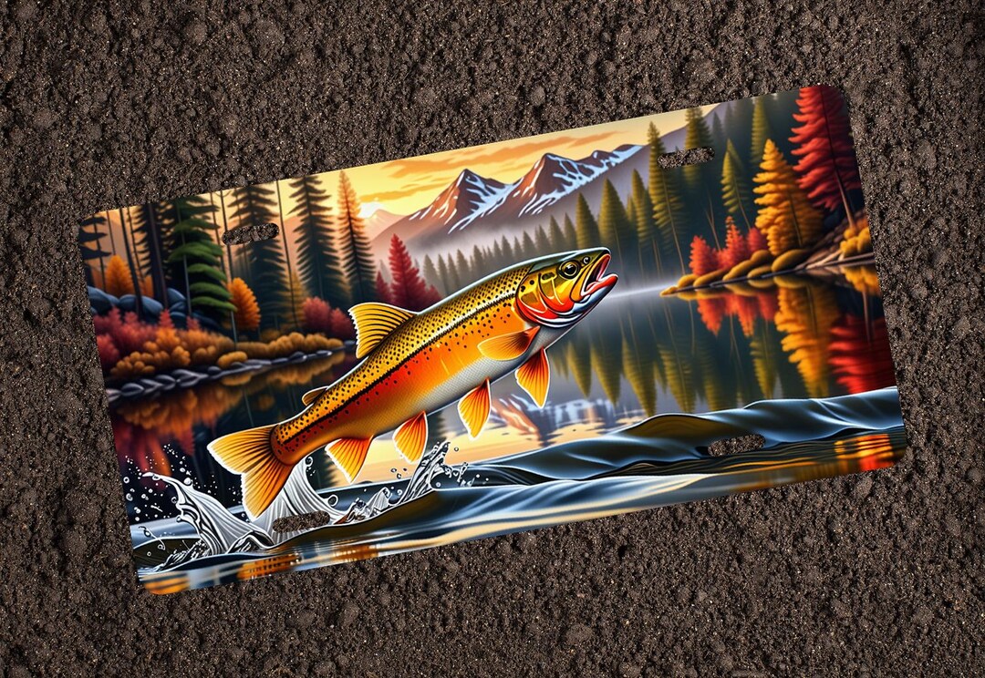 Custom Trout License Plate: Colorful Angler Design - Etsy