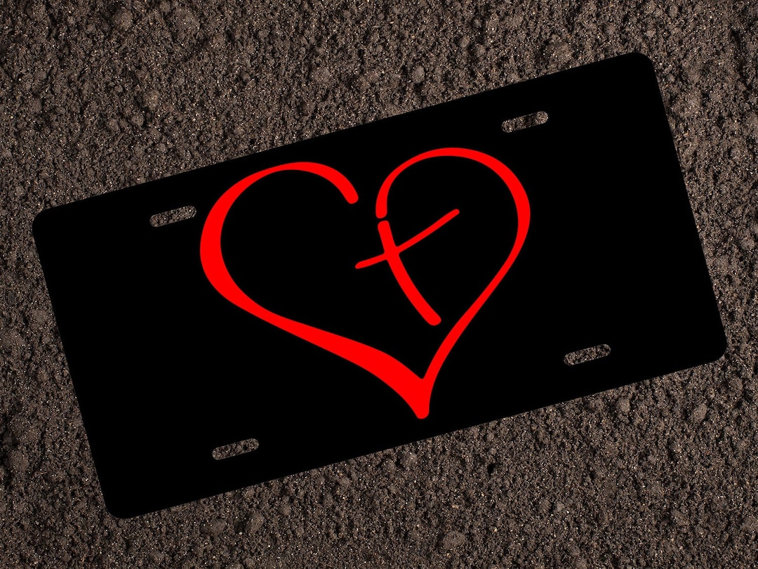 Religious Cross in a Heart Custom License Plate Car Accessory Christian ...