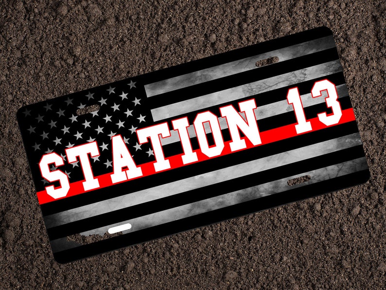 Fire Department Thin Red Line Flag License Plate United States of ...