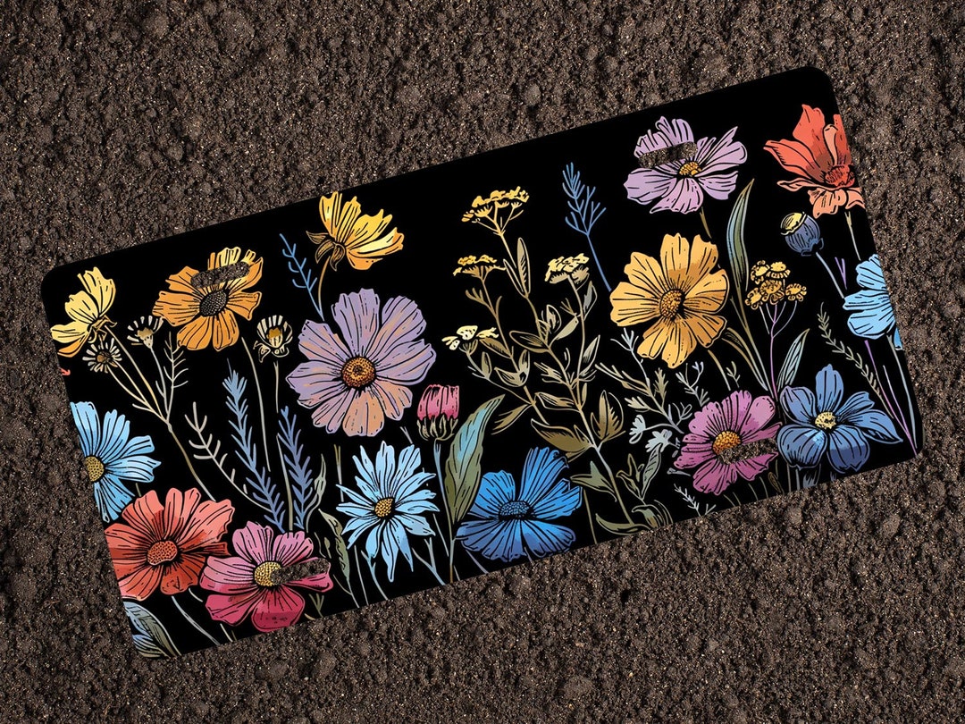 Wildflower License Plate: Colorful Floral Car Accessory - Etsy
