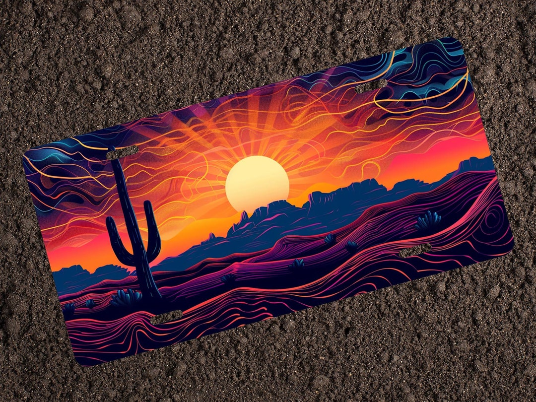 Neon Desert Cactus License Plate Novelty Tag Custom Car - Etsy