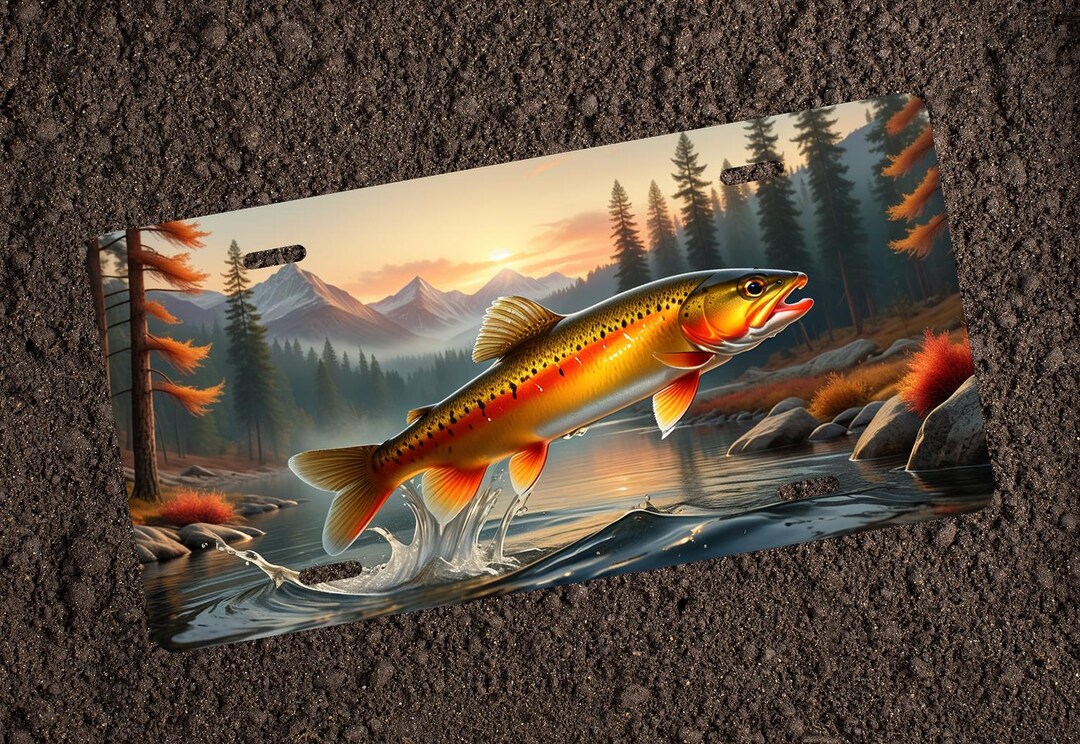 Custom Trout License Plate: Aluminum Car Tag, Fishing Gift - Etsy