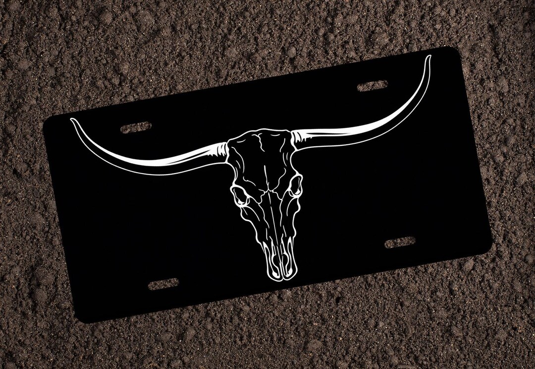 Custom Bull Skull License Plate - Unique Car Tag for Western Decor - Etsy