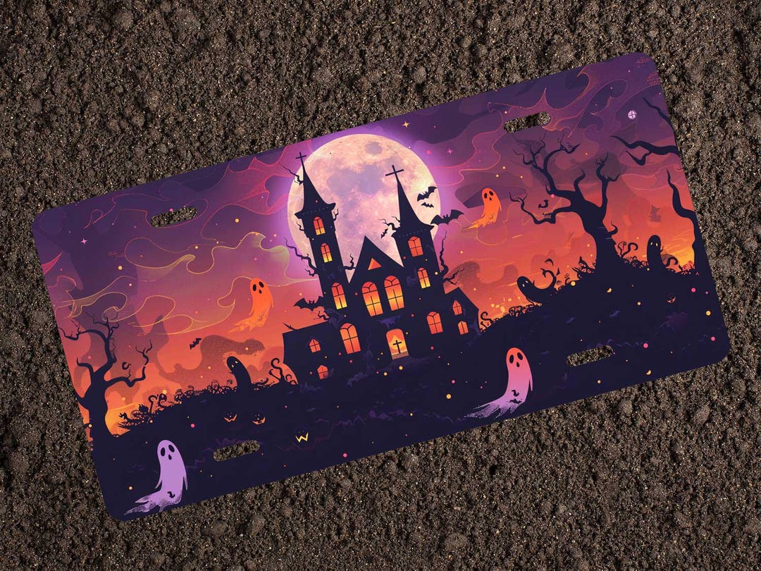 Spooky Haunted House License Plate: Halloween Car Accessories - Etsy
