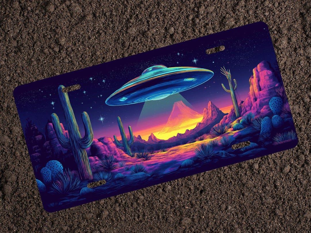 Alien Abduction License Plate – Surreal Desert UFO Car Decor - Etsy