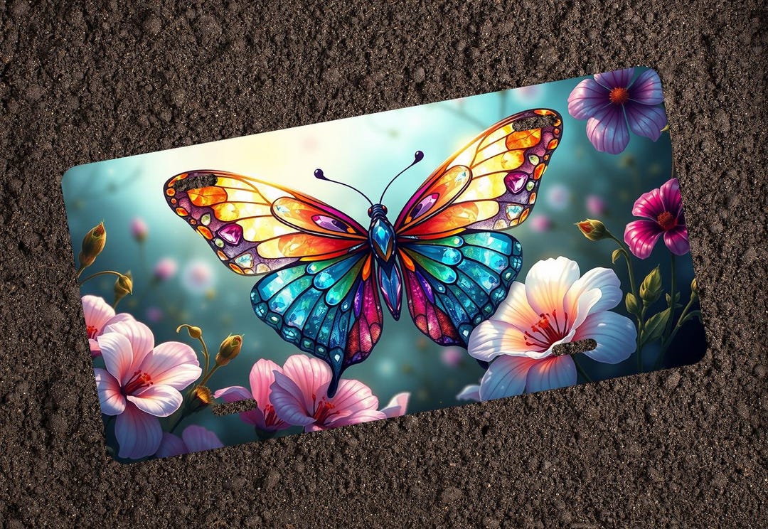 Butterfly License Plate: Colorful Floral Car Tag, Nature Lover Gift - Etsy