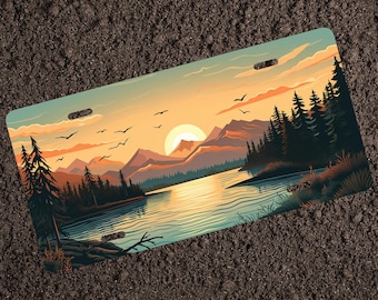 Outdoor Adventure Mountain View License Plate Novelty Tag Custom Car ...