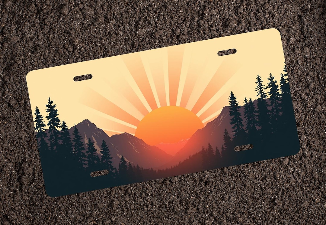 Custom Mountain Sunrise License Plate - Unique Car Tag for Nature ...