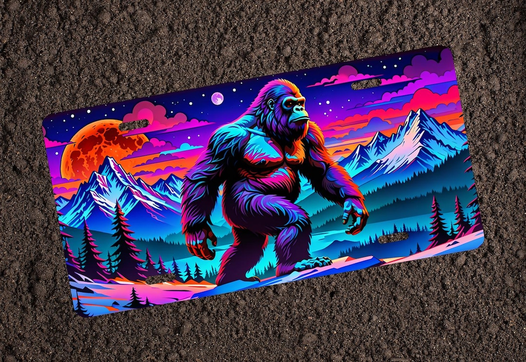 Custom Bigfoot License Plate | Colorful Mountain Design | Unique Car ...