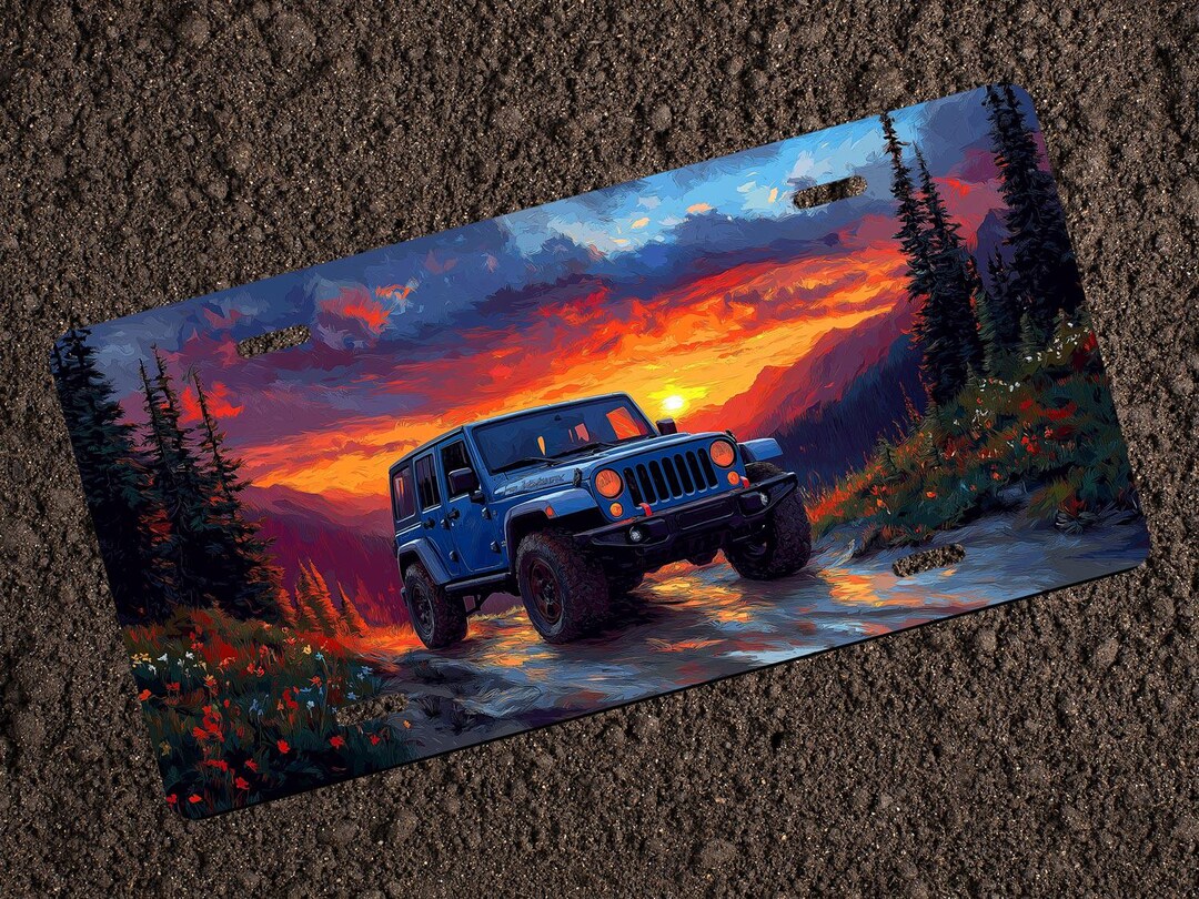 4x4 Off-road Adventure License Plate – Sunset Mountain SUV Car Tag - Etsy
