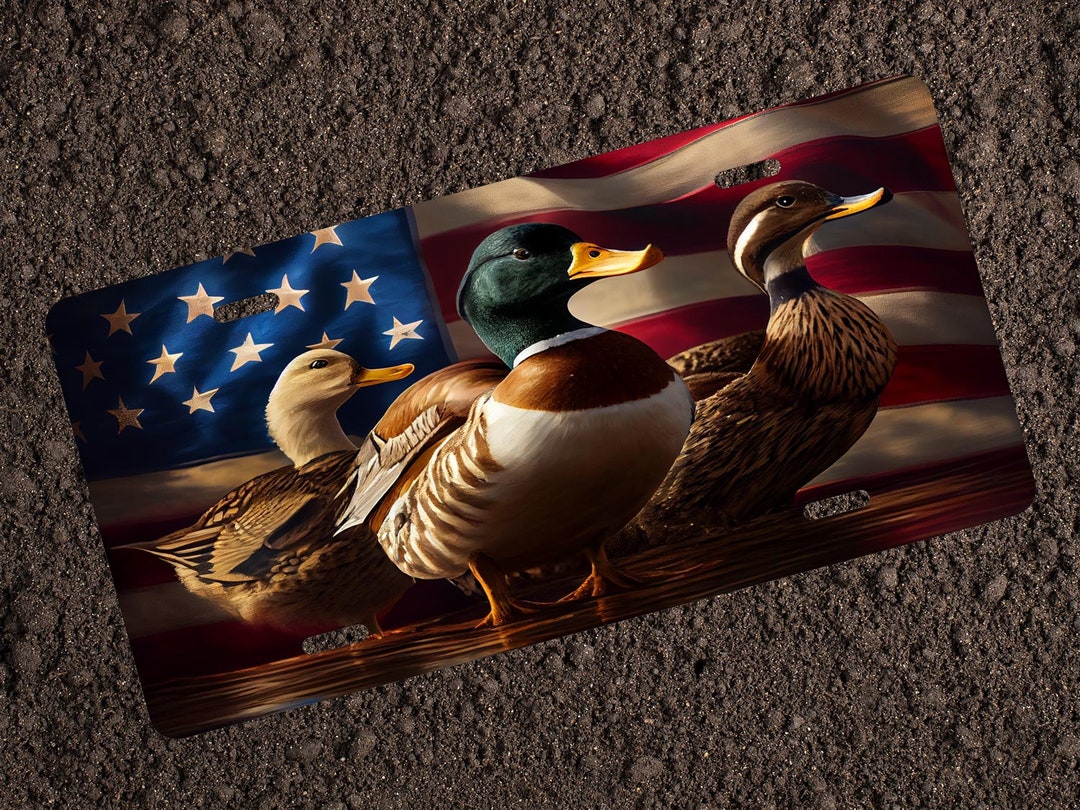 American Flag Duck Car License Plate: Patriotic Auto Decor - Etsy