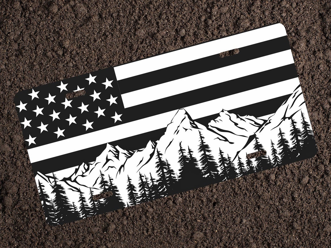 American Flag Mountains License Plate: Patriotic Car Accessories - Etsy
