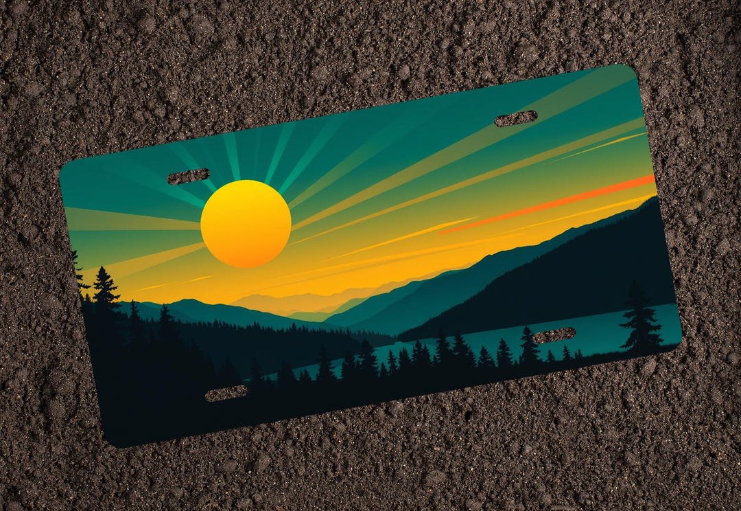 Custom Mountain Sunset License Plate - Unique Car Decor for Nature ...