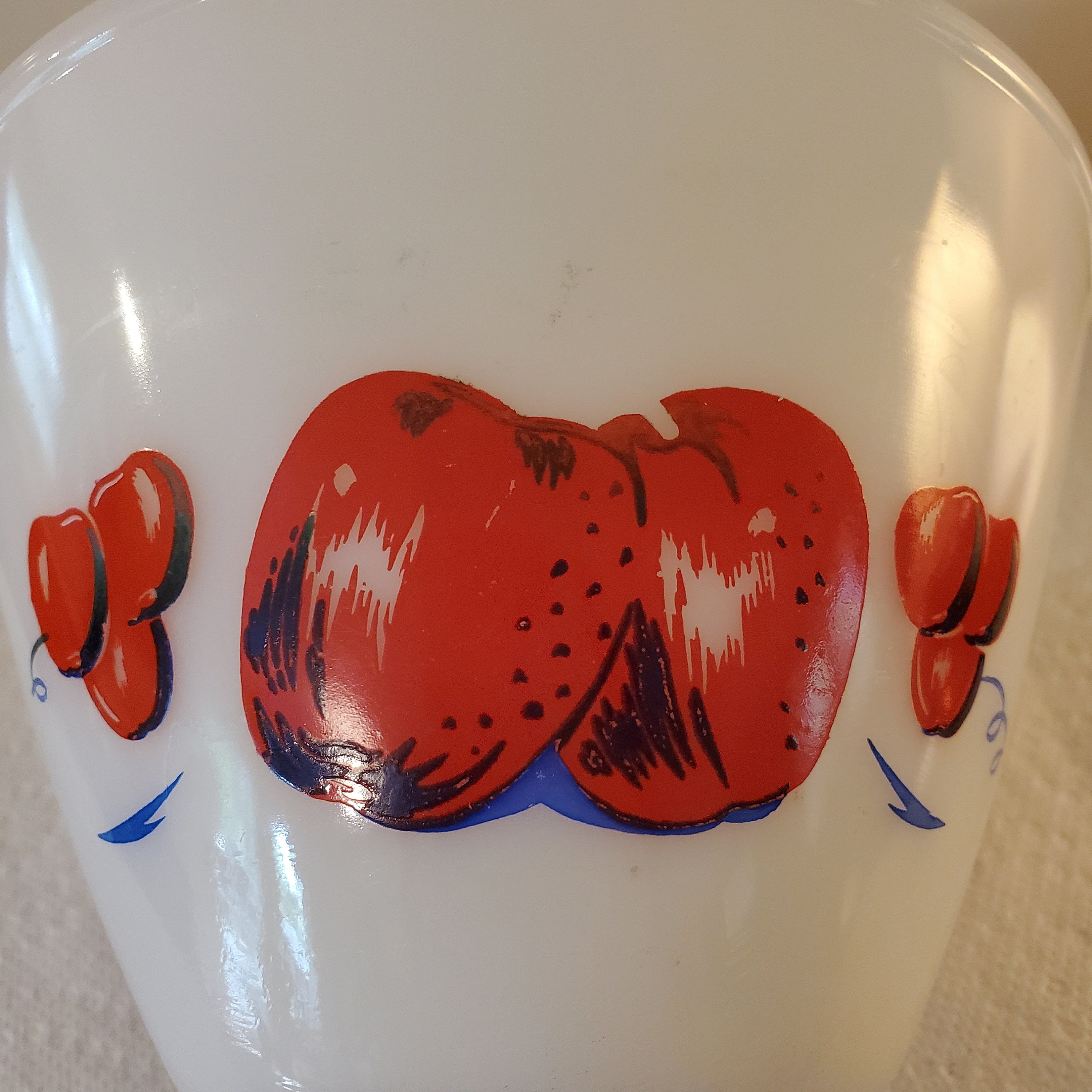 Vintage Apple Bowl Fire King Apples and Cherries Mixing Bowl Fruit Bowl ...