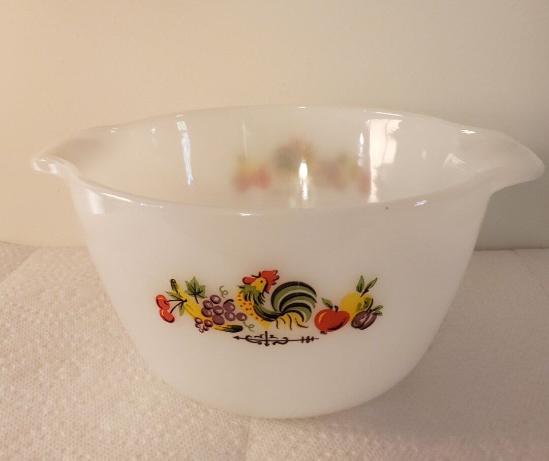 Vintage Rooster Bowl by Anchor Hocking Fire King Chanticleer Cinderella ...