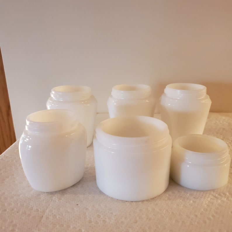 Vintage White Cold Cream Milk Glass Jars - Etsy