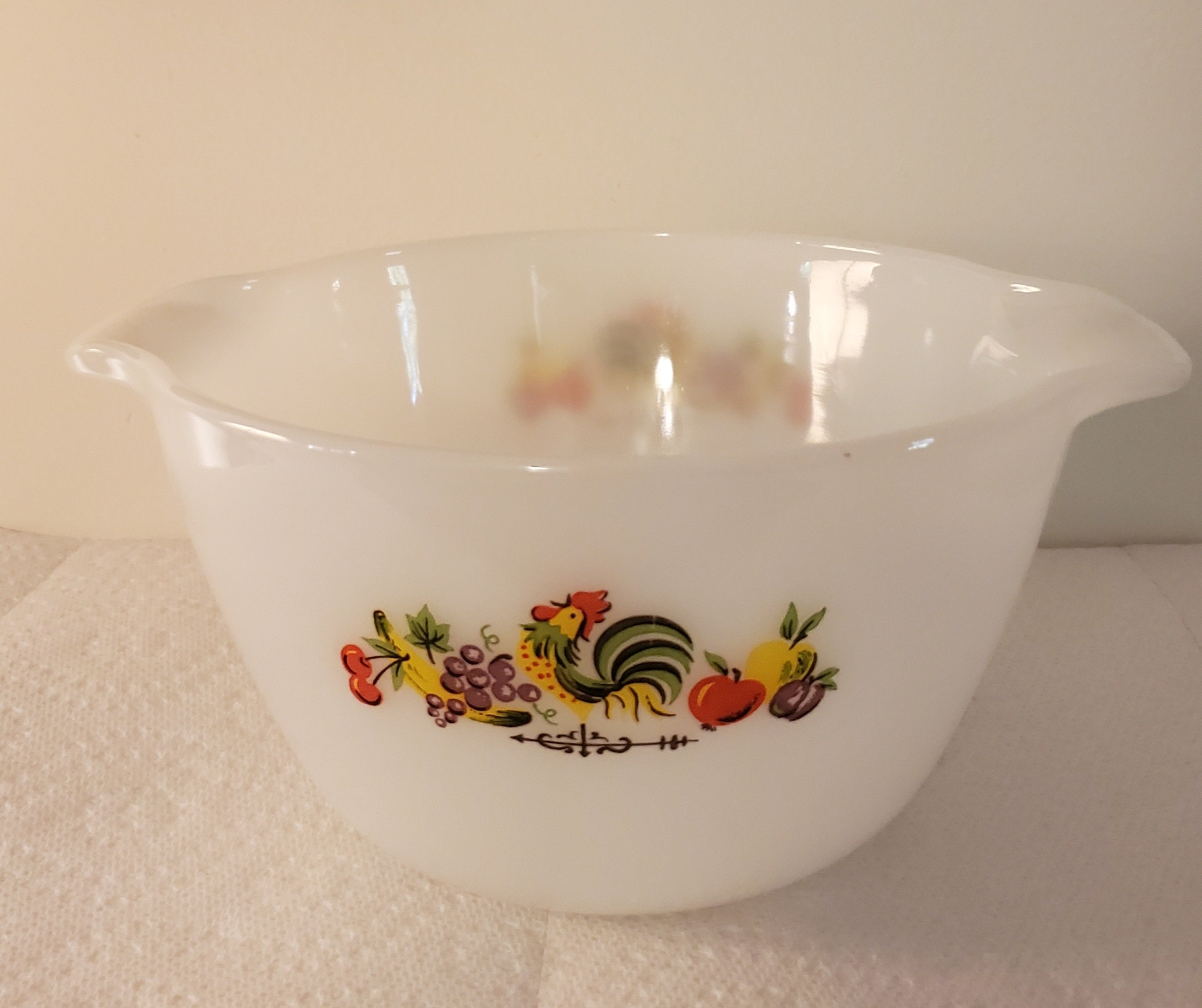 Vintage Rooster Bowl by Anchor Hocking Fire King Chanticleer Cinderella ...