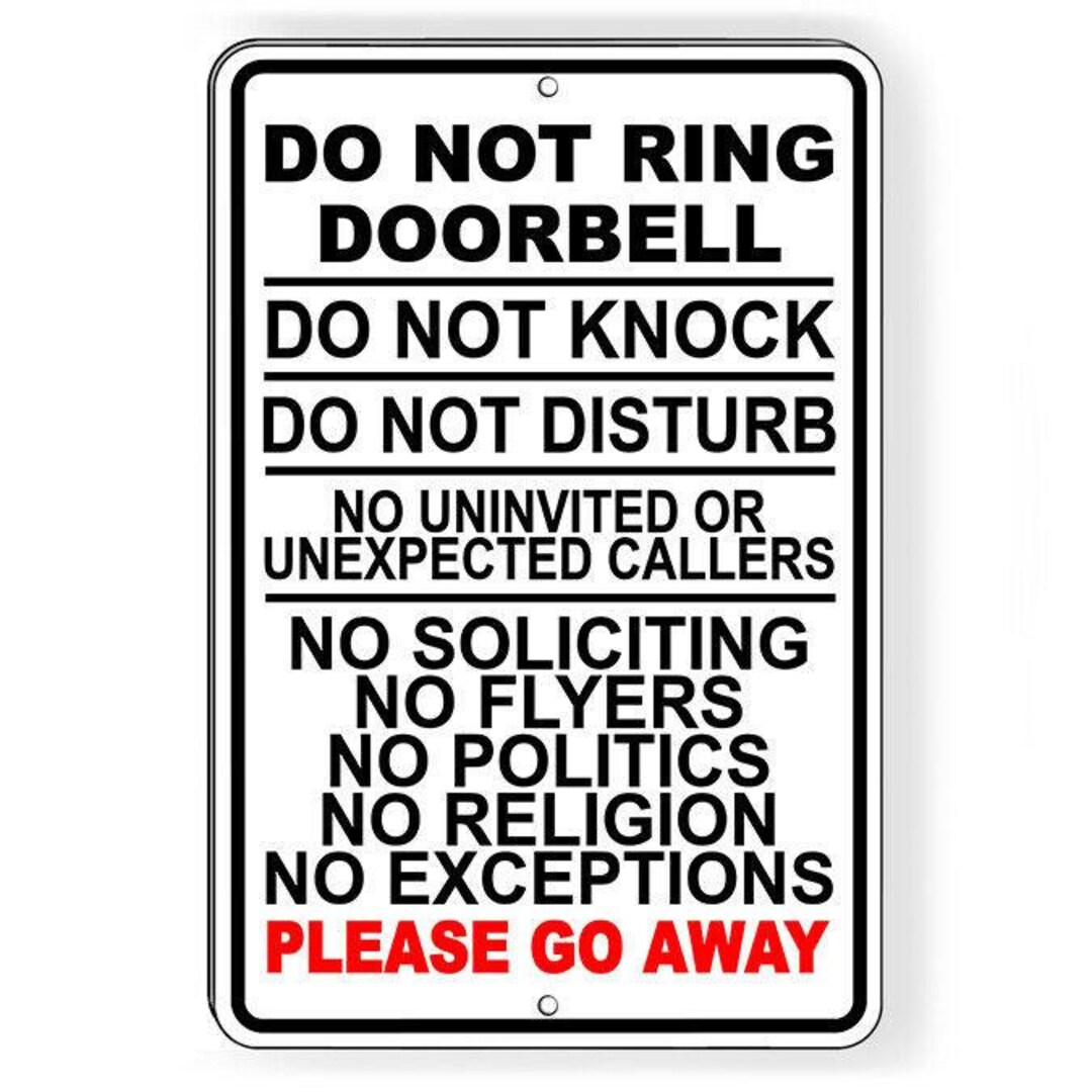 Do Not Ring Doorbell Knock Do Not Disturb No Soliciting Sign Metal ...