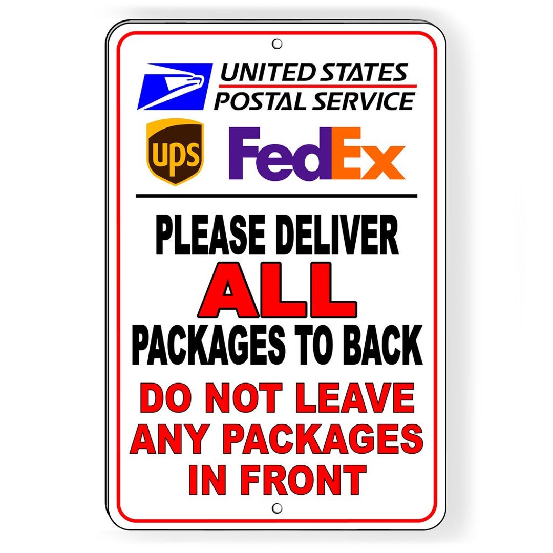 Deliveries to Back Do Not Leave Packages in Front Usps - Etsy