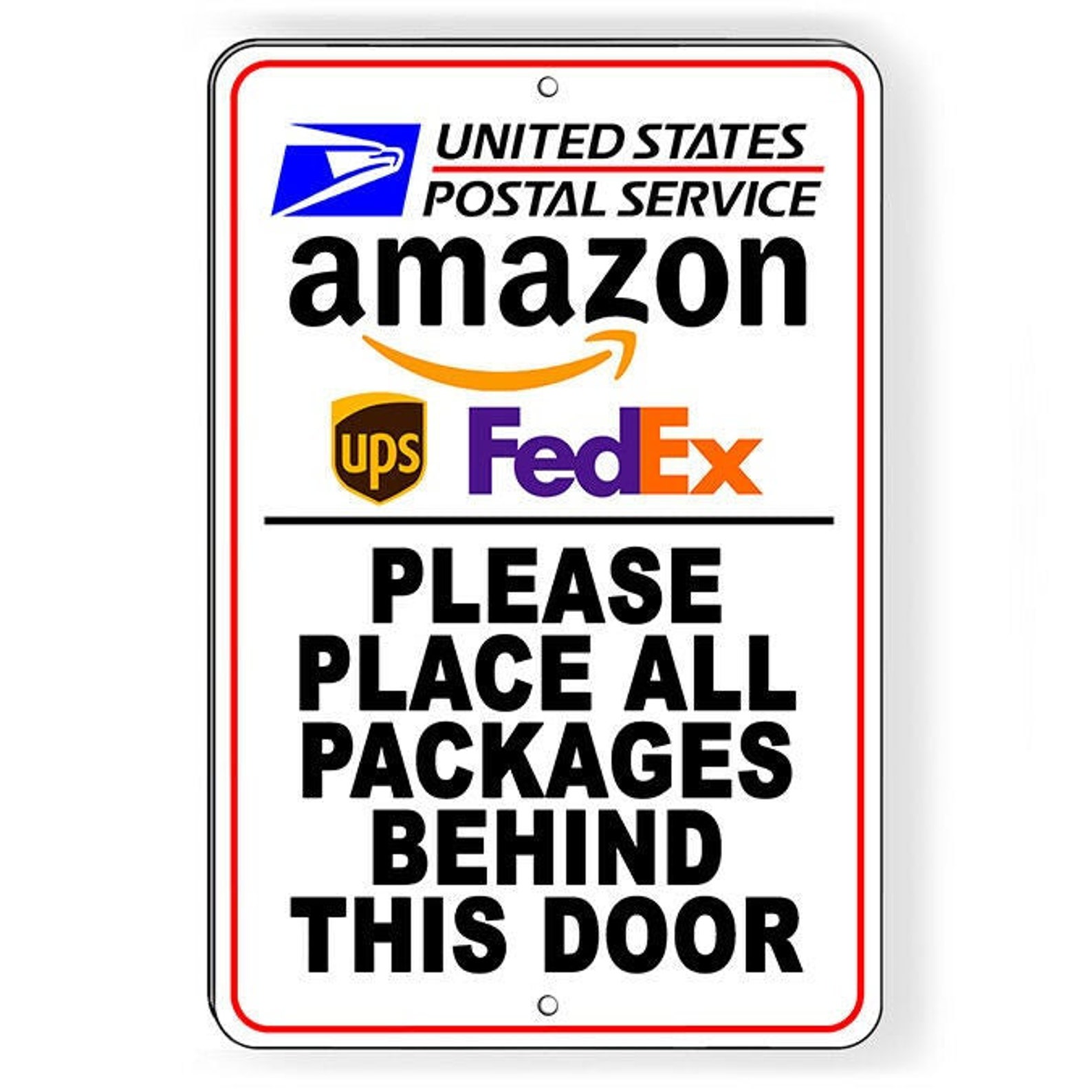 Delivery Please Place Packages Behind This Door Sign Metal USPS SI144 ...