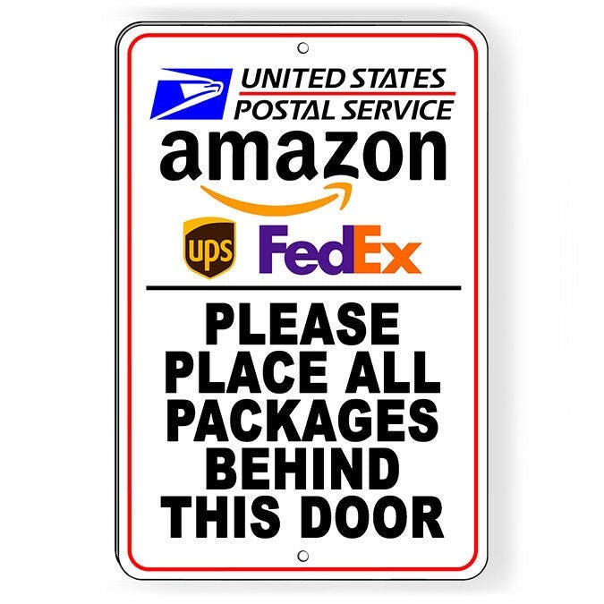 Delivery Please Place Packages Behind This Door Sign Metal USPS SI144 ...