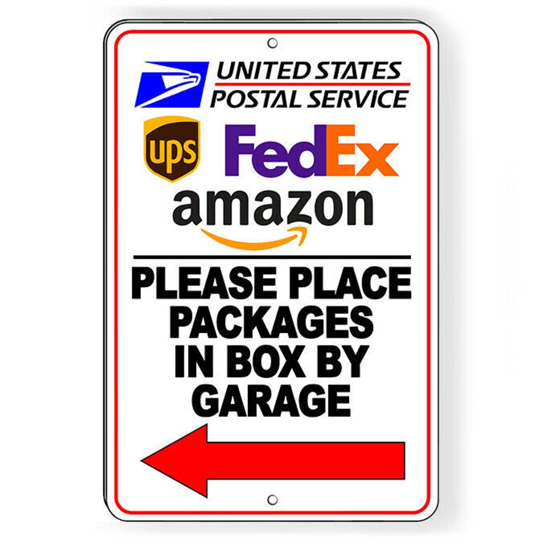 Place Packages in Box by Garage Arrow Left Sign Deliver I319 - Etsy