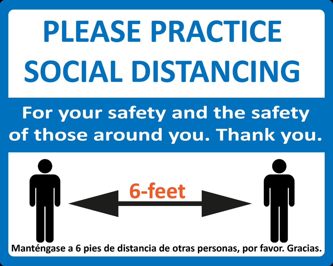 SOCIAL DISTANCING S English & Spanish Sign Business - Etsy