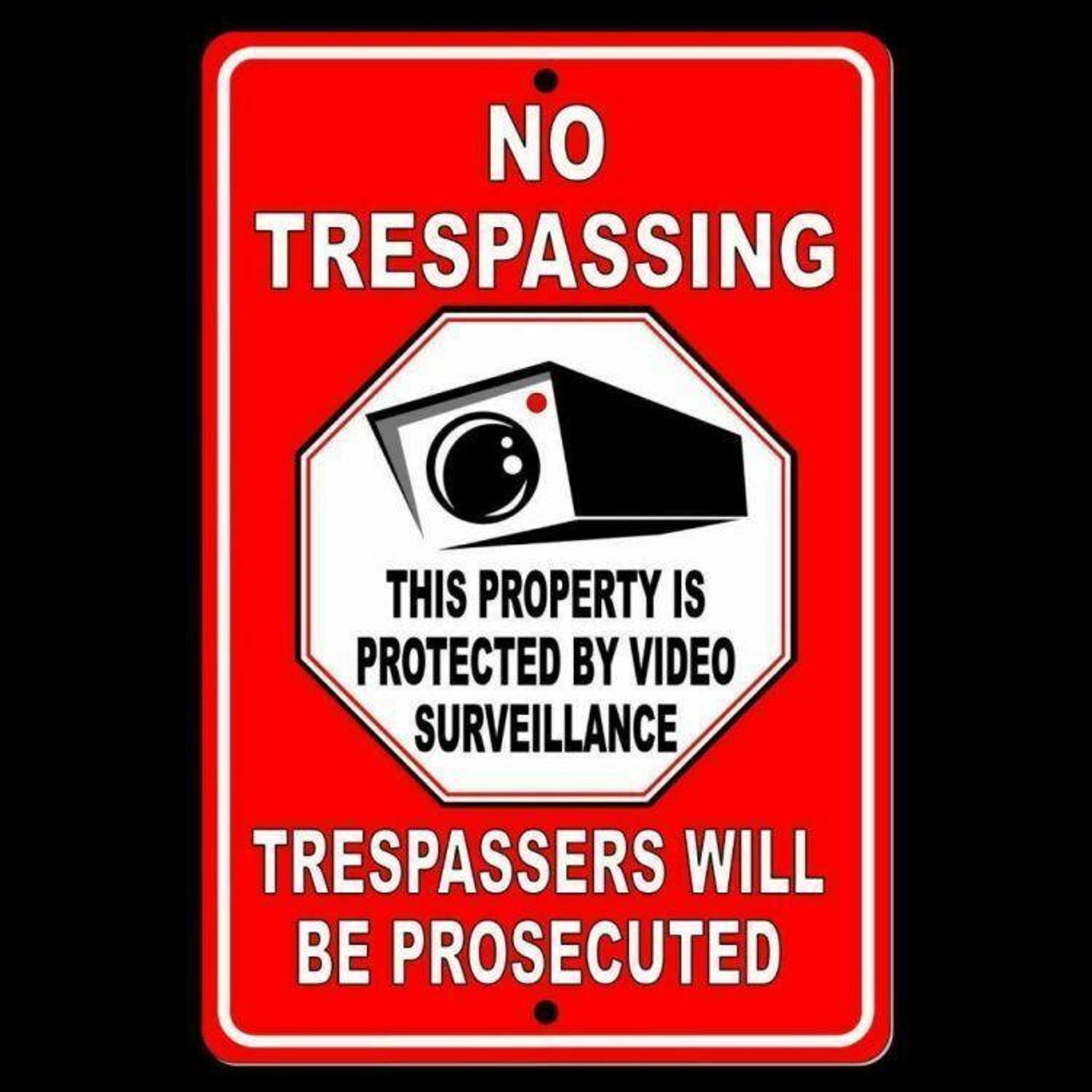 Property Protected by Video Surveillance WARNING Security Camera Sign ...
