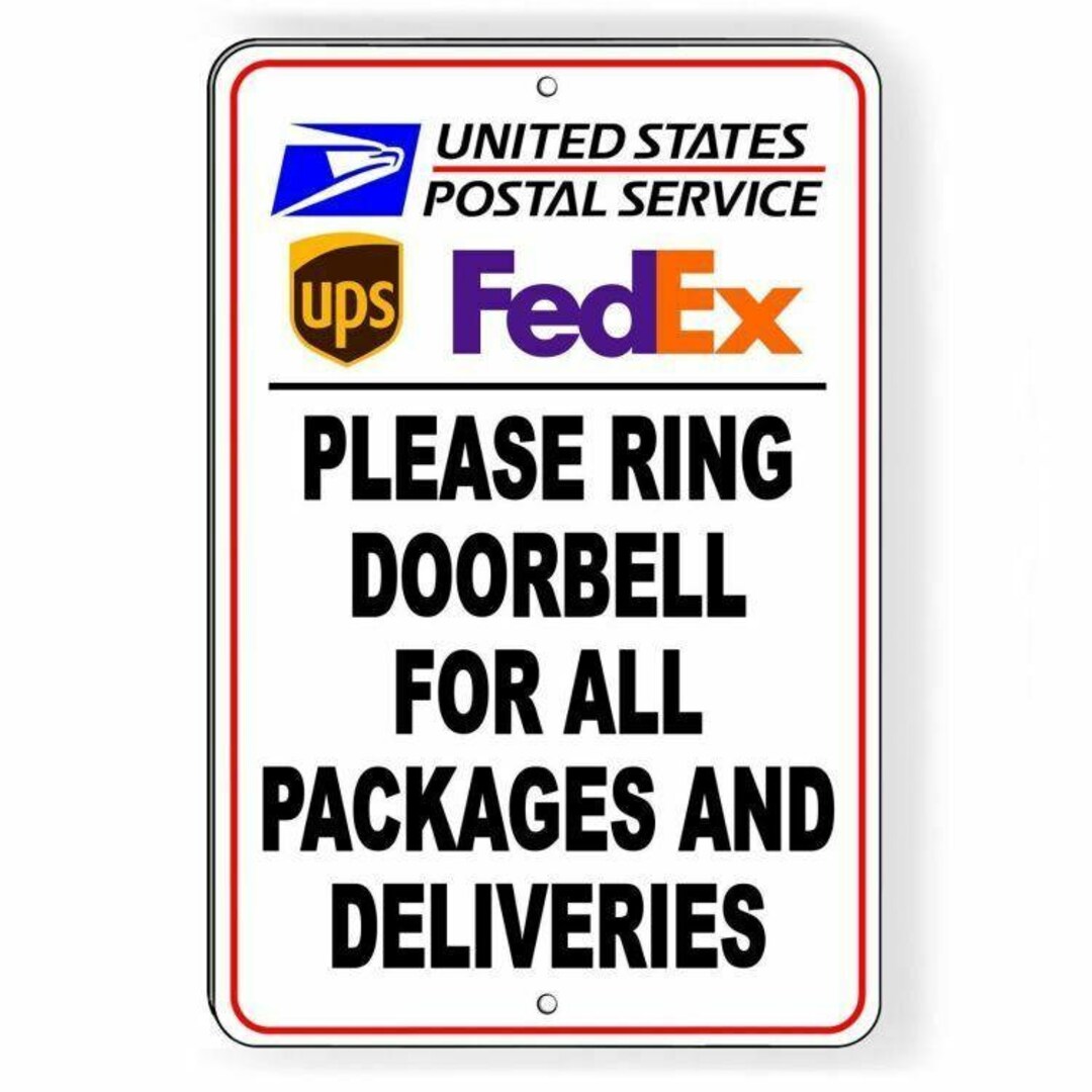 Ring Doorbell for All Packages and Deliveries Sign Metal USPS UPS - Etsy