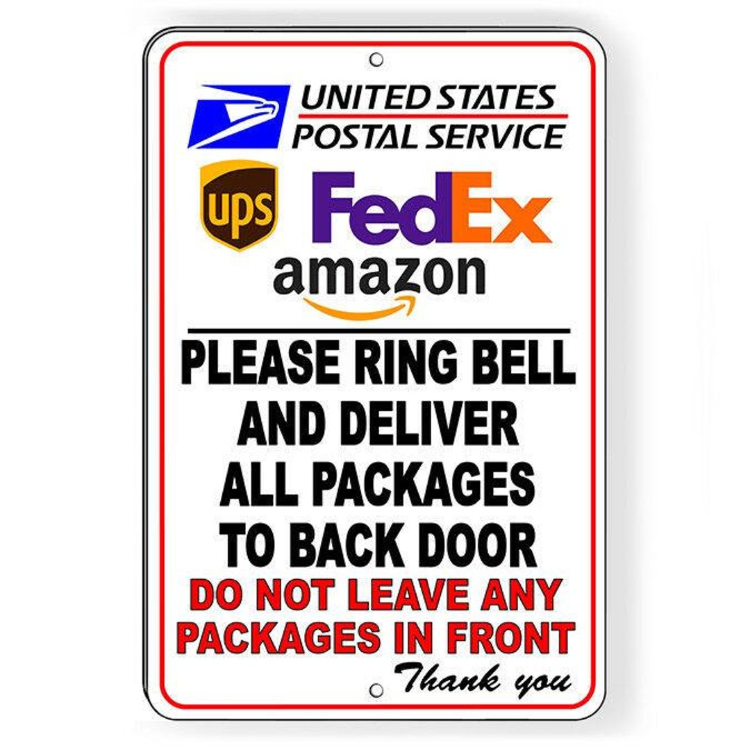 Ring Bell Deliver Package to Back Do Not Leave Front Metal Sign - Etsy