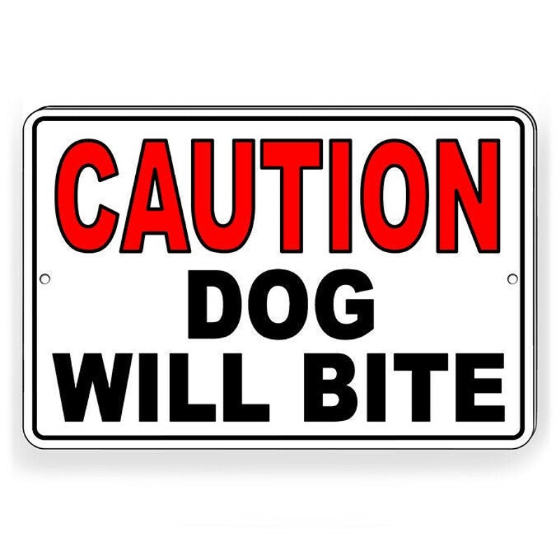 Dog Will Bite Beware of Dog Caution Metal Sign Doberman Security ...