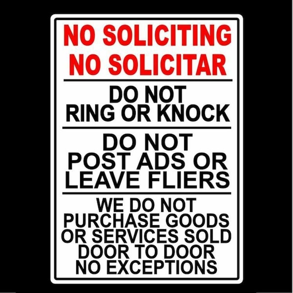 No Sales People Sign - Etsy