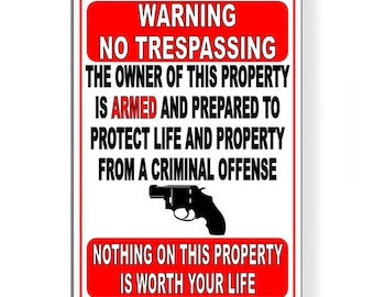 Owner is Armed Sign - Etsy