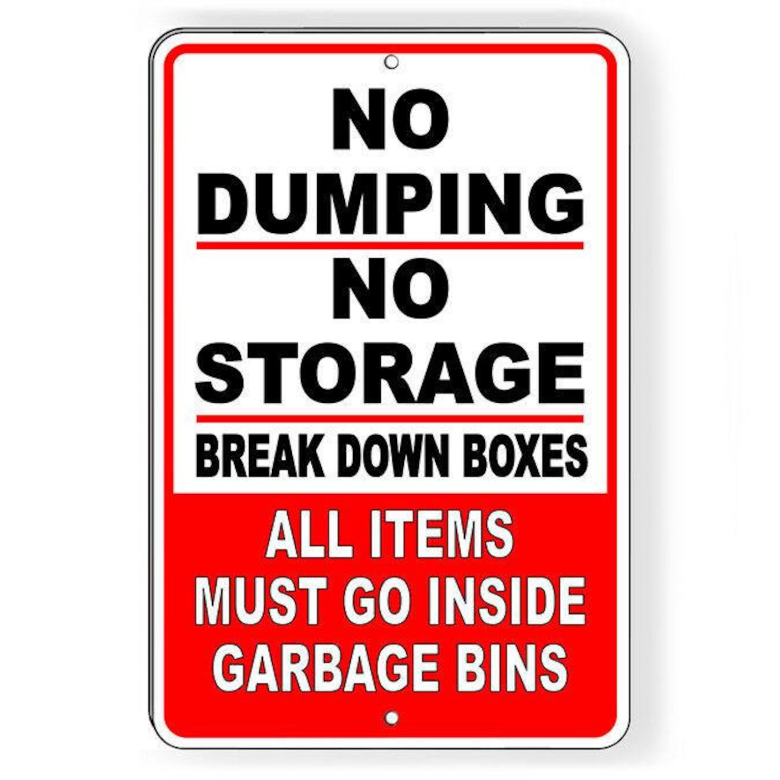 No Dumping No Storage Break Down Boxes All Items In Bin Metal | Etsy