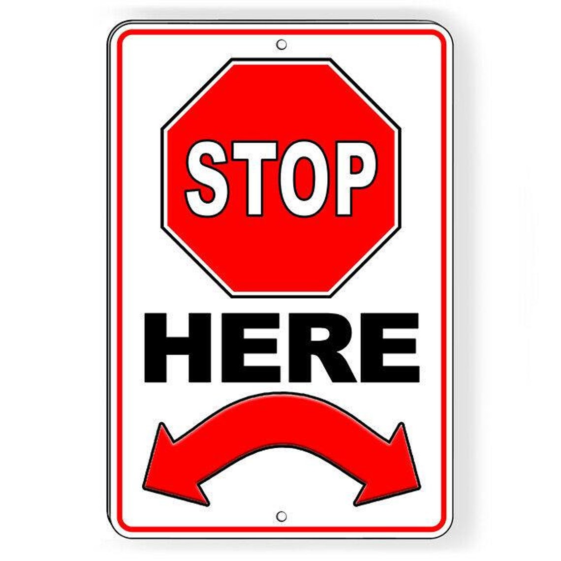 STOP Here Double Curved Arrows STOP Sign Metal Sign - Etsy