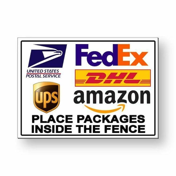 Place Packages Inside the Fence Sign Metal Deliver USPS UPS - Etsy