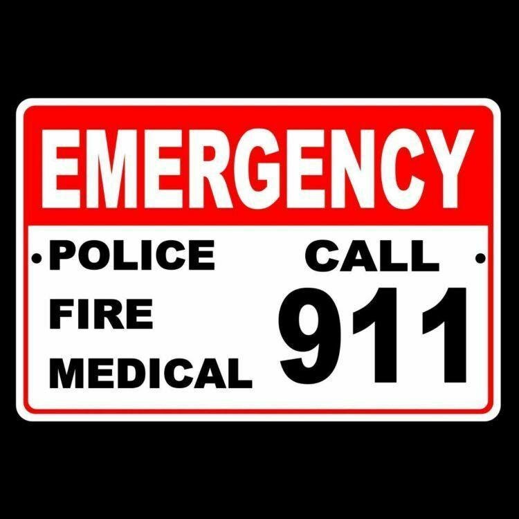 Emergency Call 911 Police Fire Medical Sign Metal Safetywarning SE001 ...