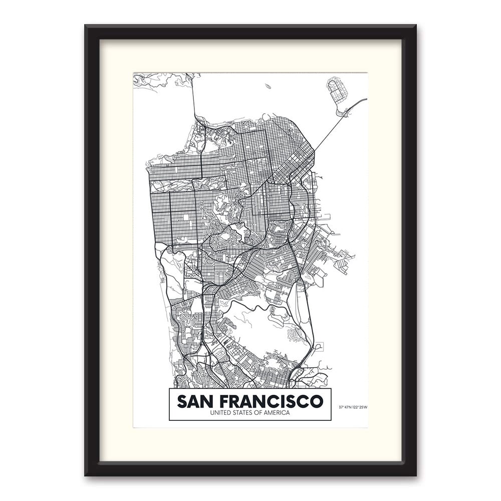 San Francisco Grid Map Art Print Cityscape Road Map Wall | Etsy