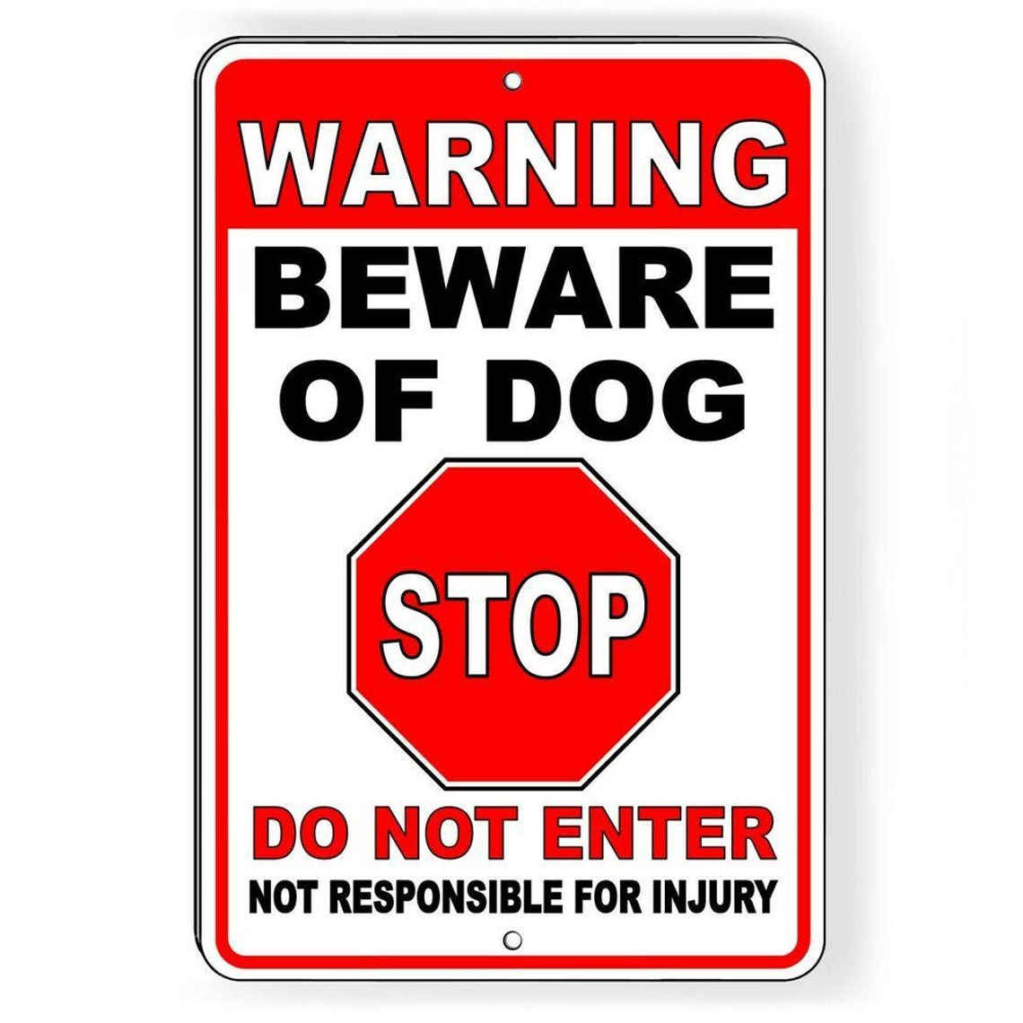 WARNING Beware of Dog Will Bite STOP Do Not Enter Metal Sign Security ...
