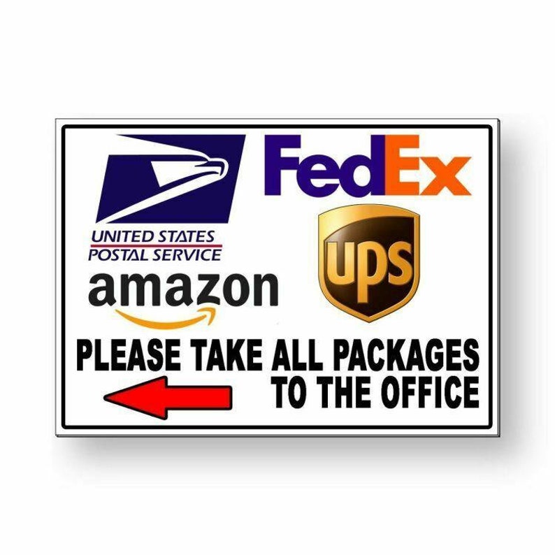 Please Take All Packages to Office Arrow Left Sign Metal Delivery - Etsy