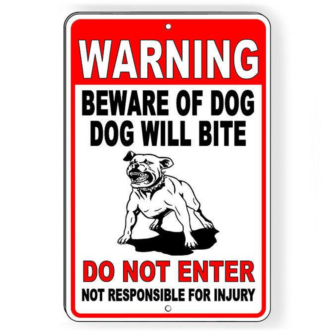 Warning Sign Beware of Dog Do Not Enter Dog Will Bite Metal Sign - Etsy