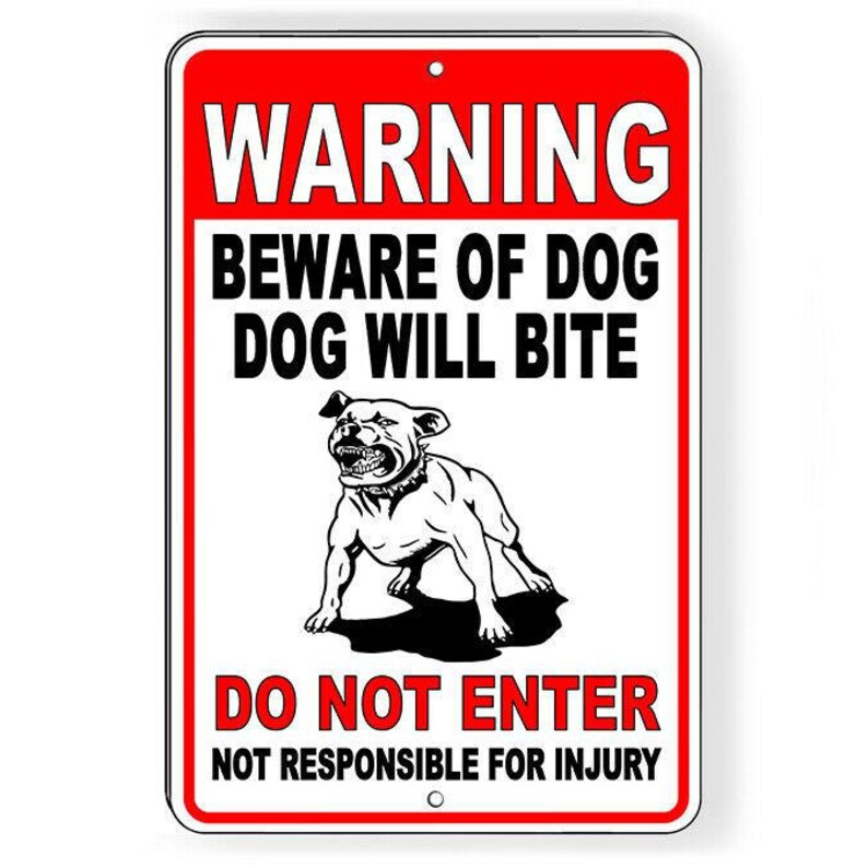 WARNING Beware of Dog Will Bite Do Not Enter Metal Sign Protected ...