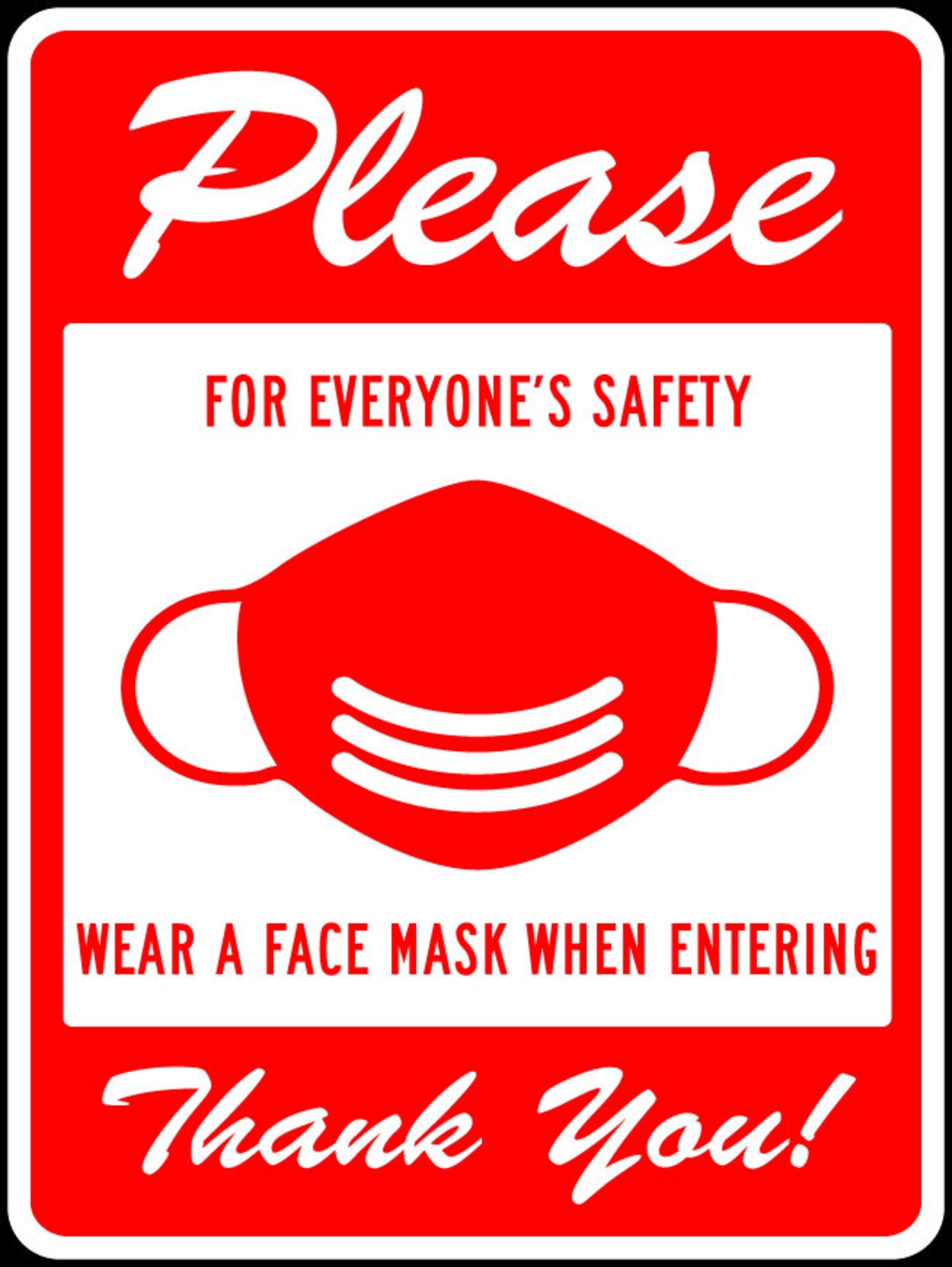 Please Wear A Mask When Entering Aluminium Metal Safety Sign (2) - Etsy