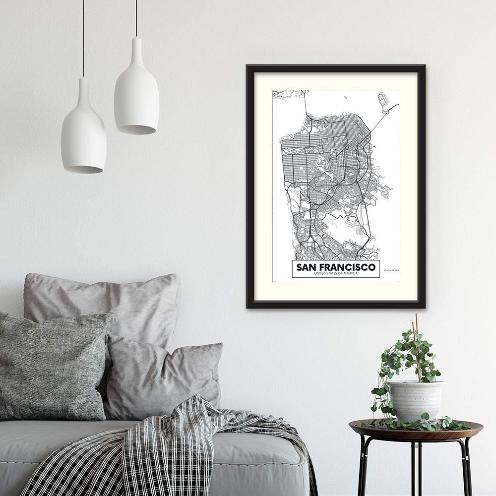 San Francisco Grid Map Art Print Cityscape Road Map Wall | Etsy