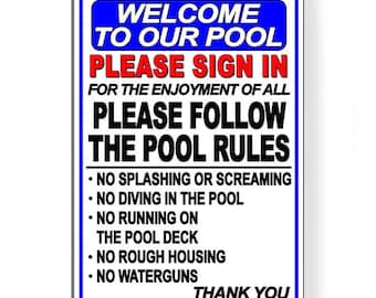 No Running Pool Sign - Etsy